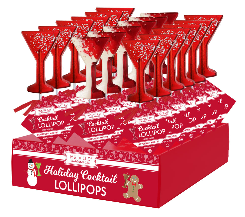 Peppermint Martini Lollipops - Red & Swirl by Melville Candy Company
