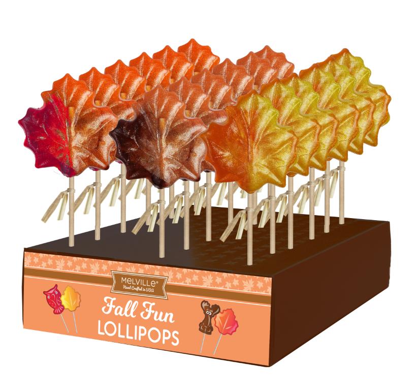 Glitter Swirl Maple Leaf Lollipops - Assorted by Melville Candy Company