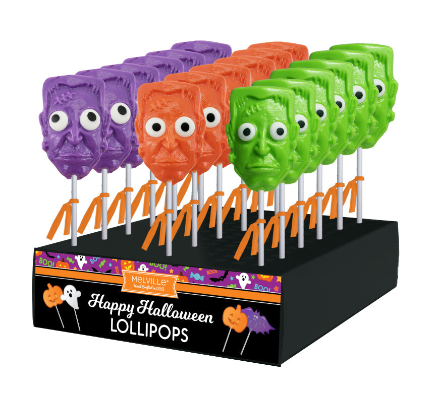 Frankenstein Monster Head Lollipops - Assorted by Melville Candy Company